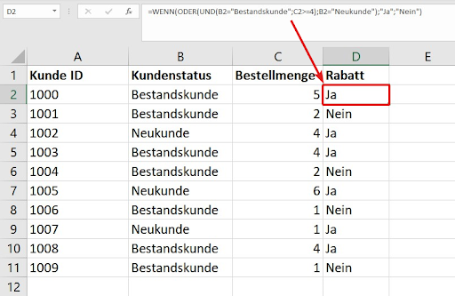 WENN-Funktion in Excel an Beispielen erklärt